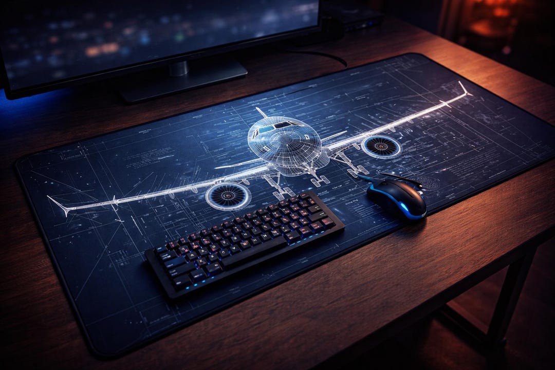 Big Desk Mat for Office Xxl - Blueprint Design Protector - Aircraft - Etsy
