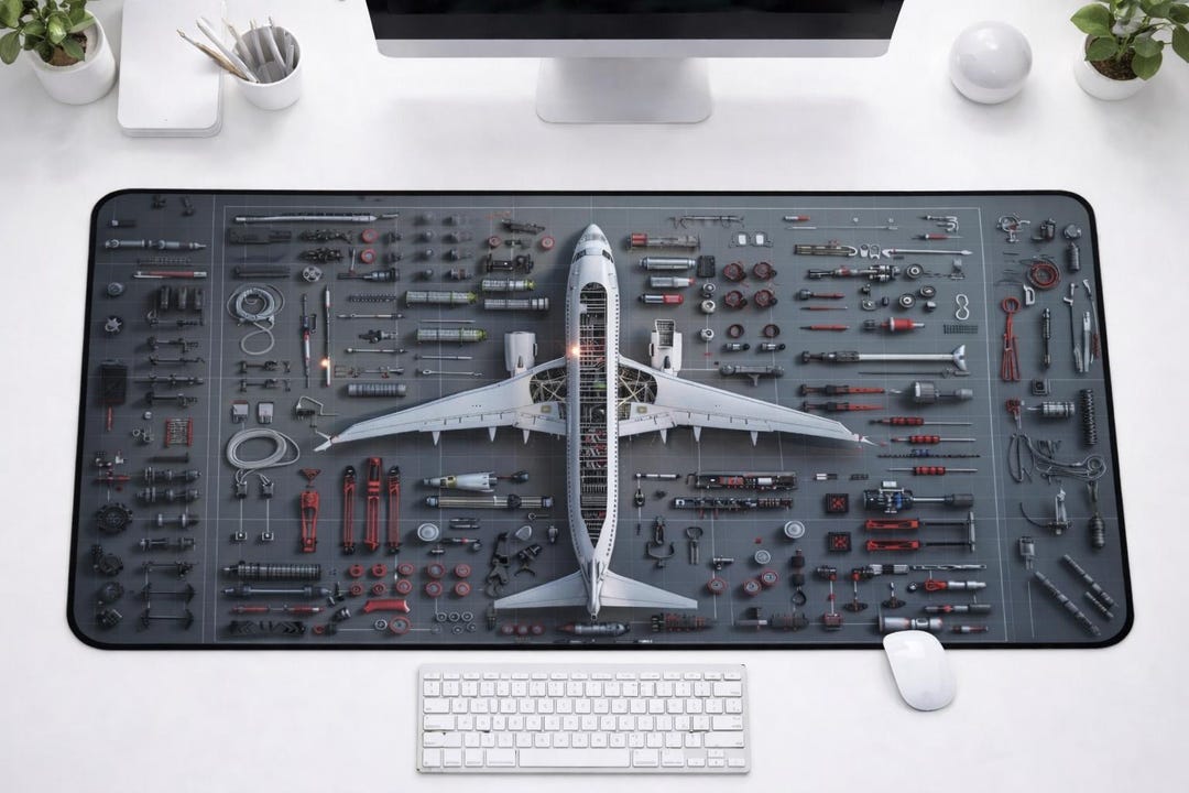 Airplane Engineering Desk Mat | Technical Aircraft Exploded View ...