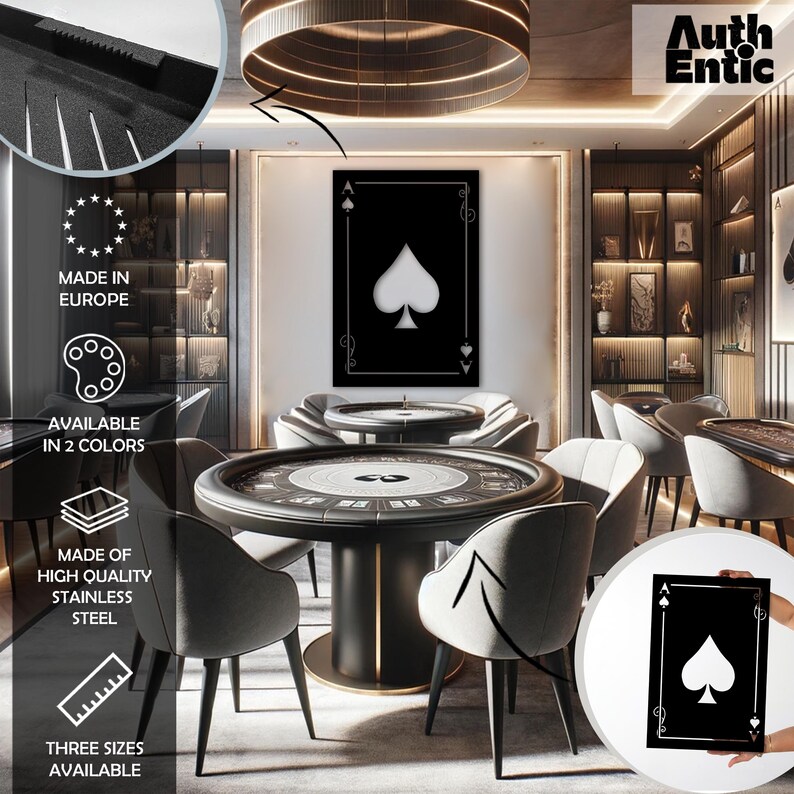 Ace of Spades Metal Wall Art, Bold Card-inspired Black and White Decor ...