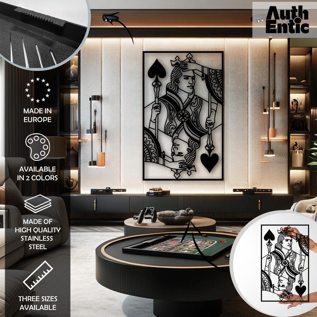King of Spades Metal Wall Art, Bold Card-inspired Wall Decor, Geometric ...