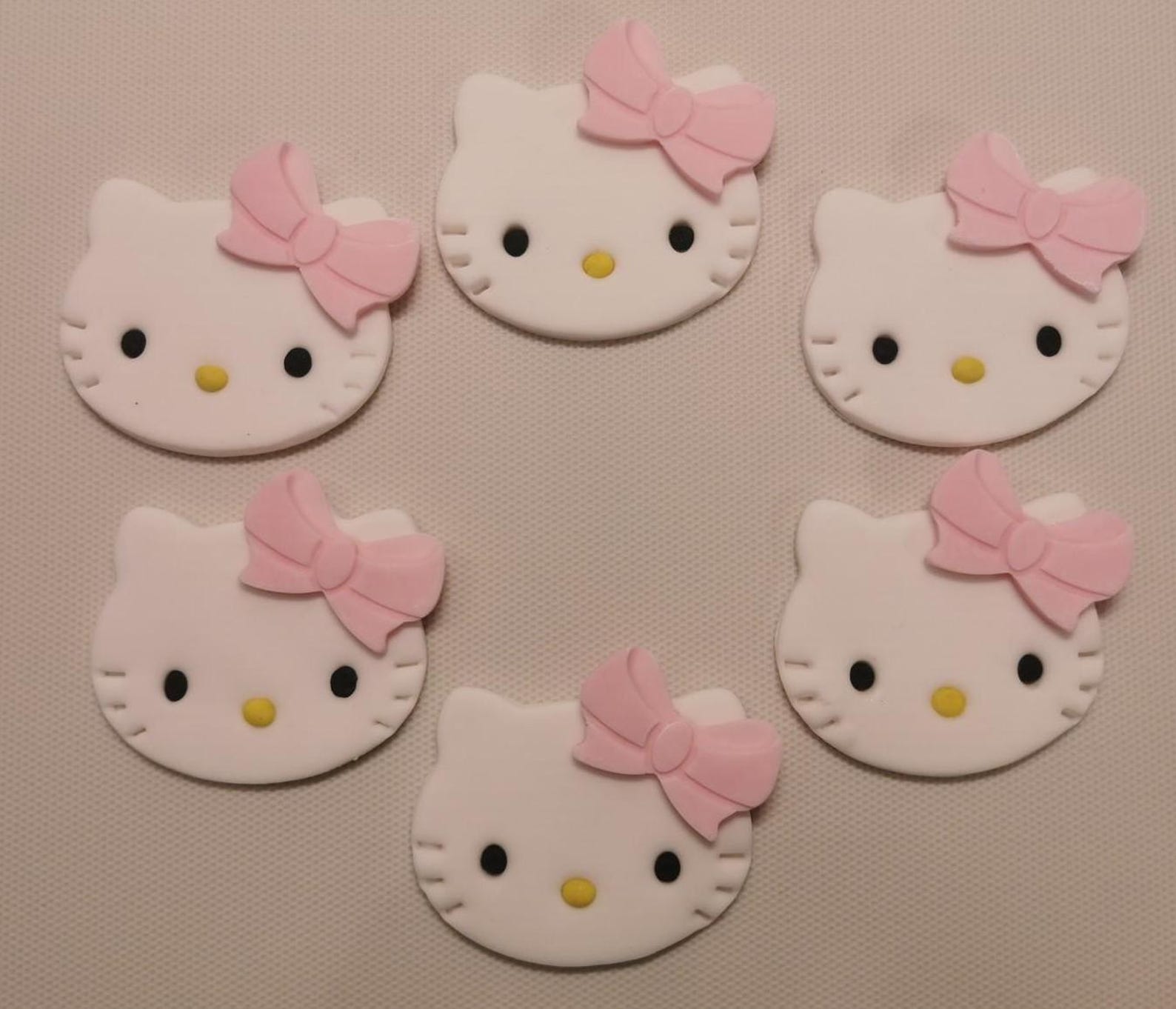 12 X Kitty Fondant Cupcake Toppers Birthday Kitty Toppers Cute Fondant ...