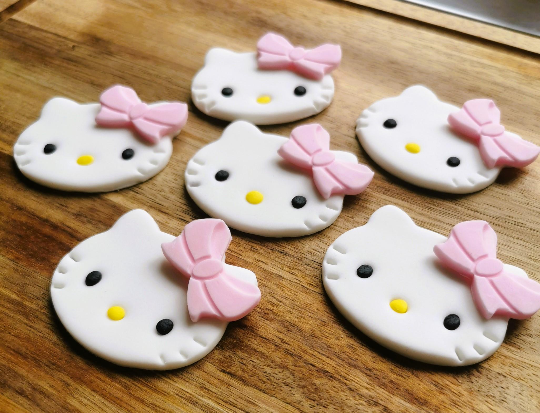 12 X Kitty Fondant Cupcake Toppers Birthday Kitty Toppers Cute Fondant ...