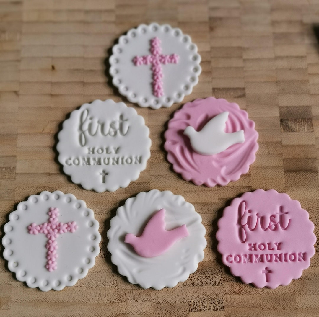 6 X First Holy Communion Cupcake Toppers Girl Communion Cake Toppers ...