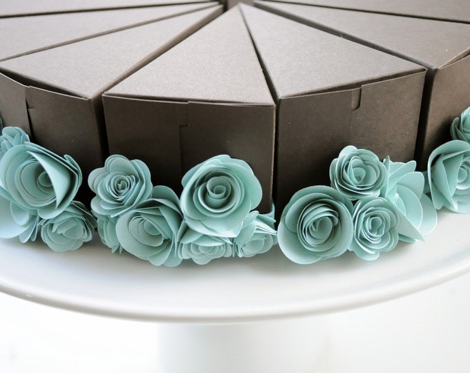 Chocolate Cake Slice Favor Box With Blue Flowers 1 Wedding - Etsy