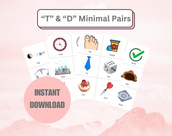 Minimal Pairs for t & d Phonemes for Speech Therapy Practice 5 Pages - Etsy