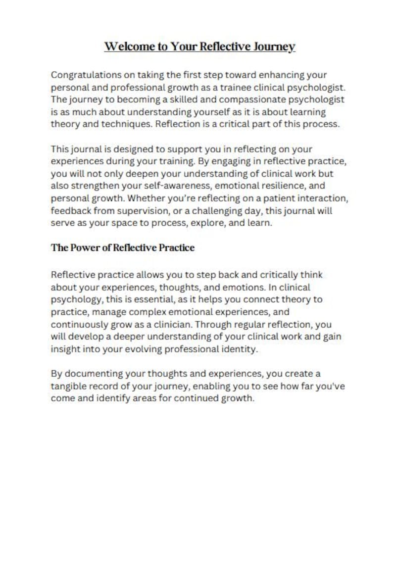 Trainee Clinical Psychologist Reflective Journal - Etsy