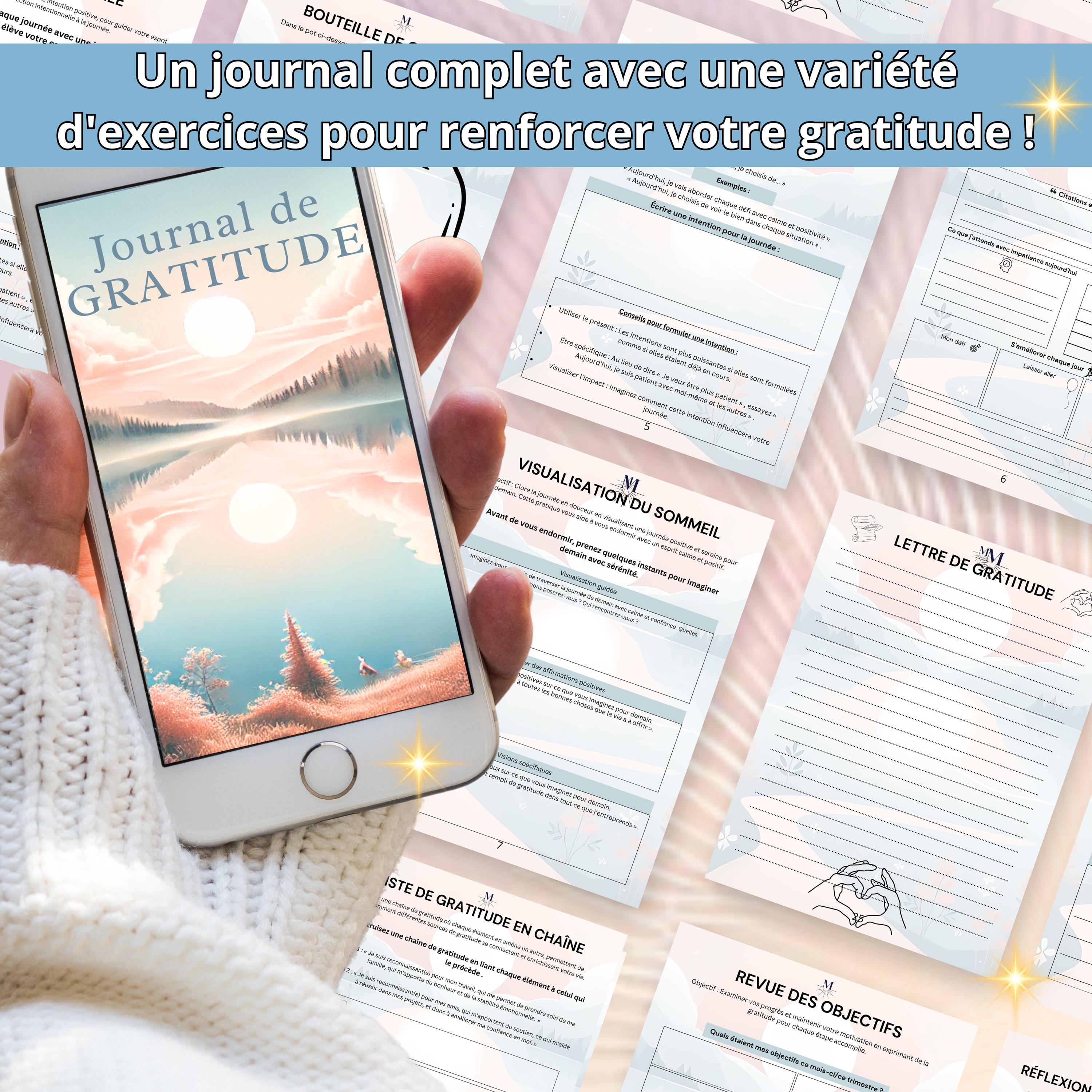 Journal de gratitude français quotidien, Écriture positive, Carnet bien ...