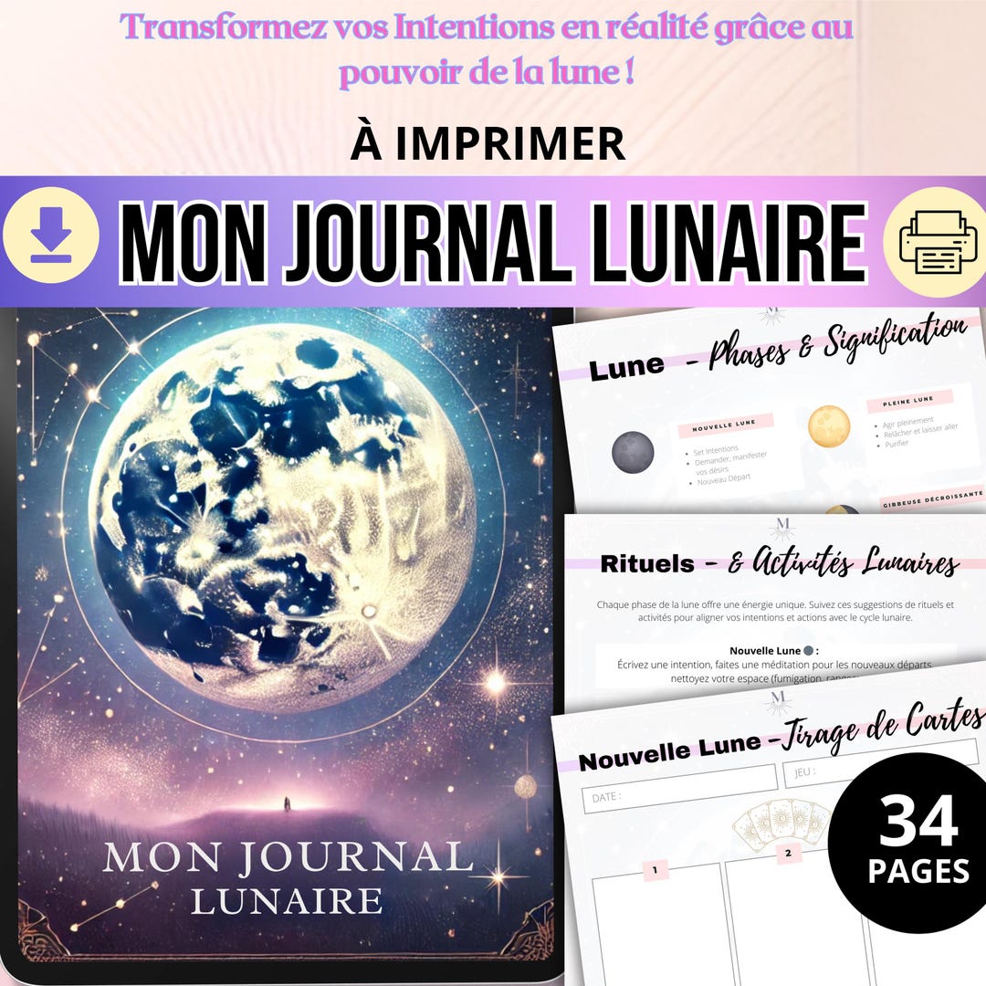 Printable Lunar Calendar, Moon Phase Journal, Rituals, Lunar Cycles ...