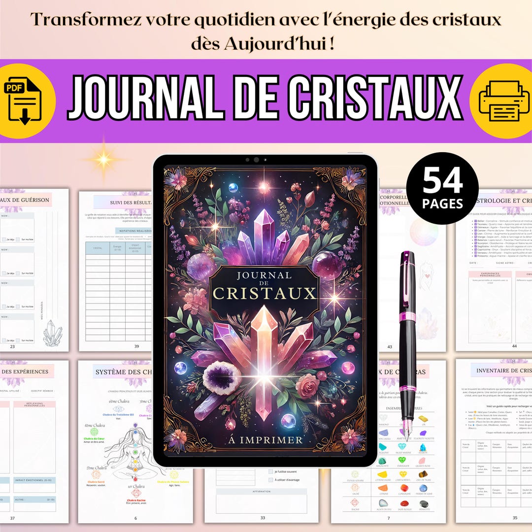 Printable Crystal Journal: Track Lithotherapy, Chakras, Energies ...