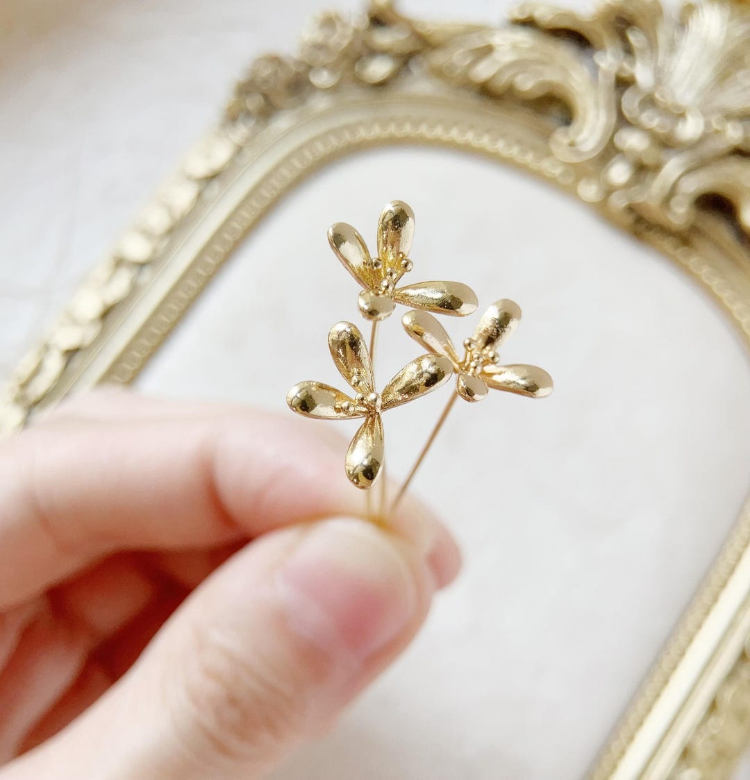 4pcs 52x10mm Gold 18k Metal Flower Core Pistil Stamen Pin Wire Parts ...