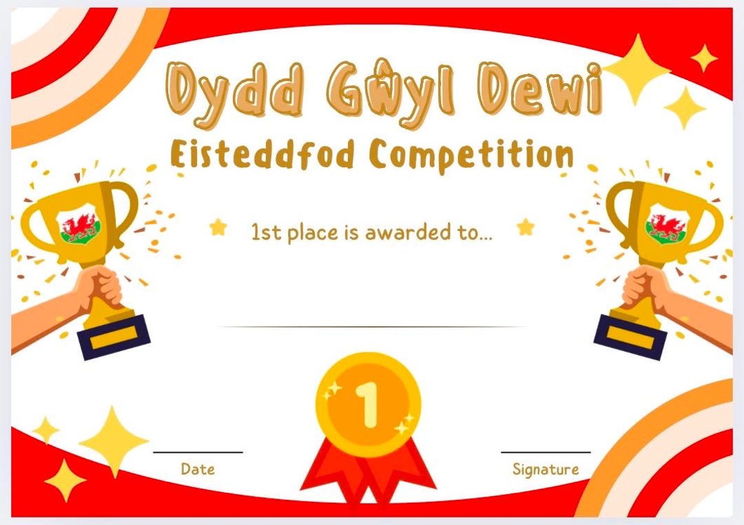 St David’s Day / Dydd Gŵyl Dewi Certificates. 1st, 2nd and 3rd. - Etsy