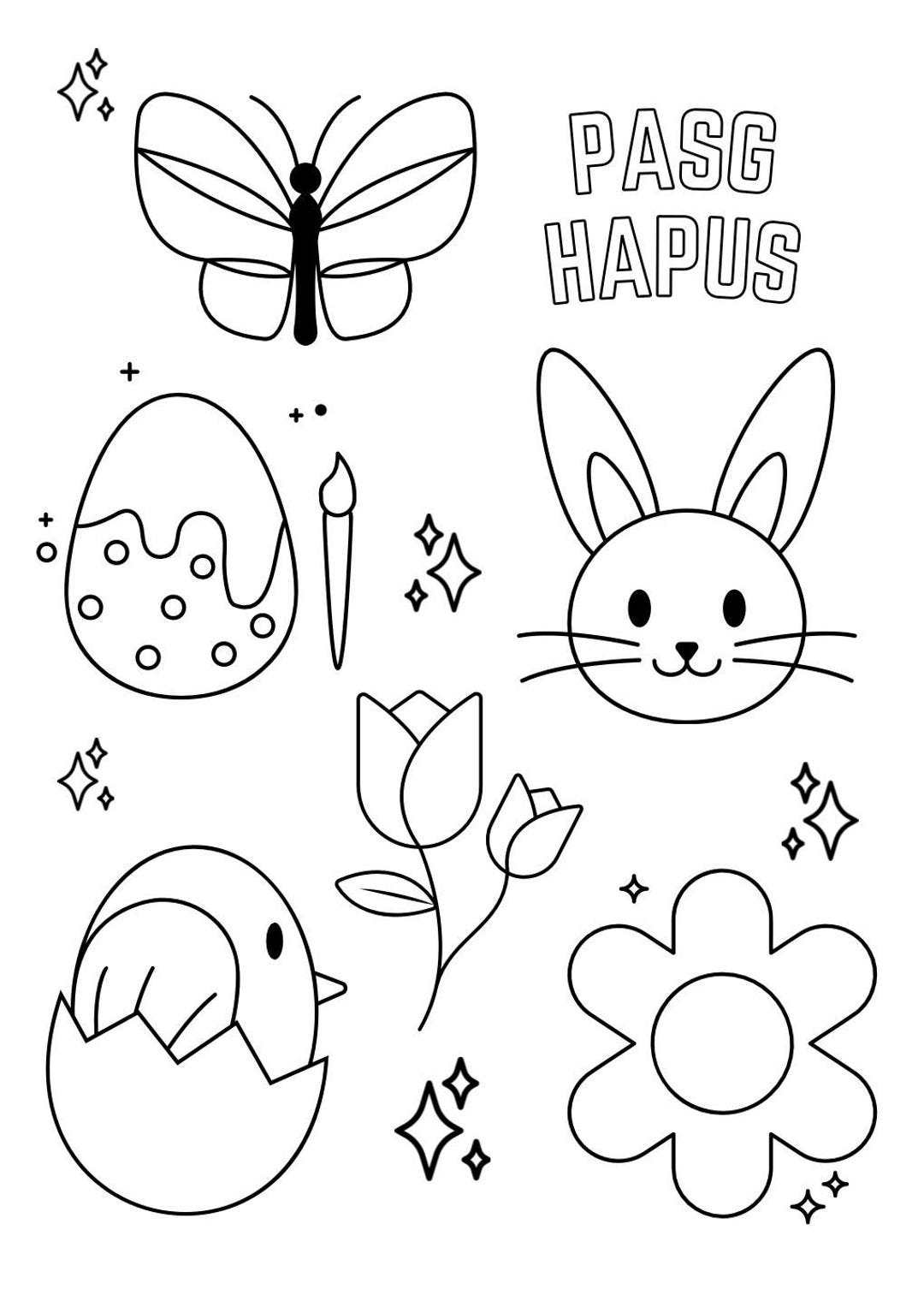 Happy Easter / Pasg Hapus Colouring Sheets - Etsy