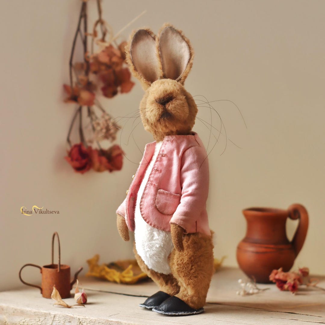 Peter Rabbit — Handmade Collectible Bunny in a Pink Jacket — Vintage ...