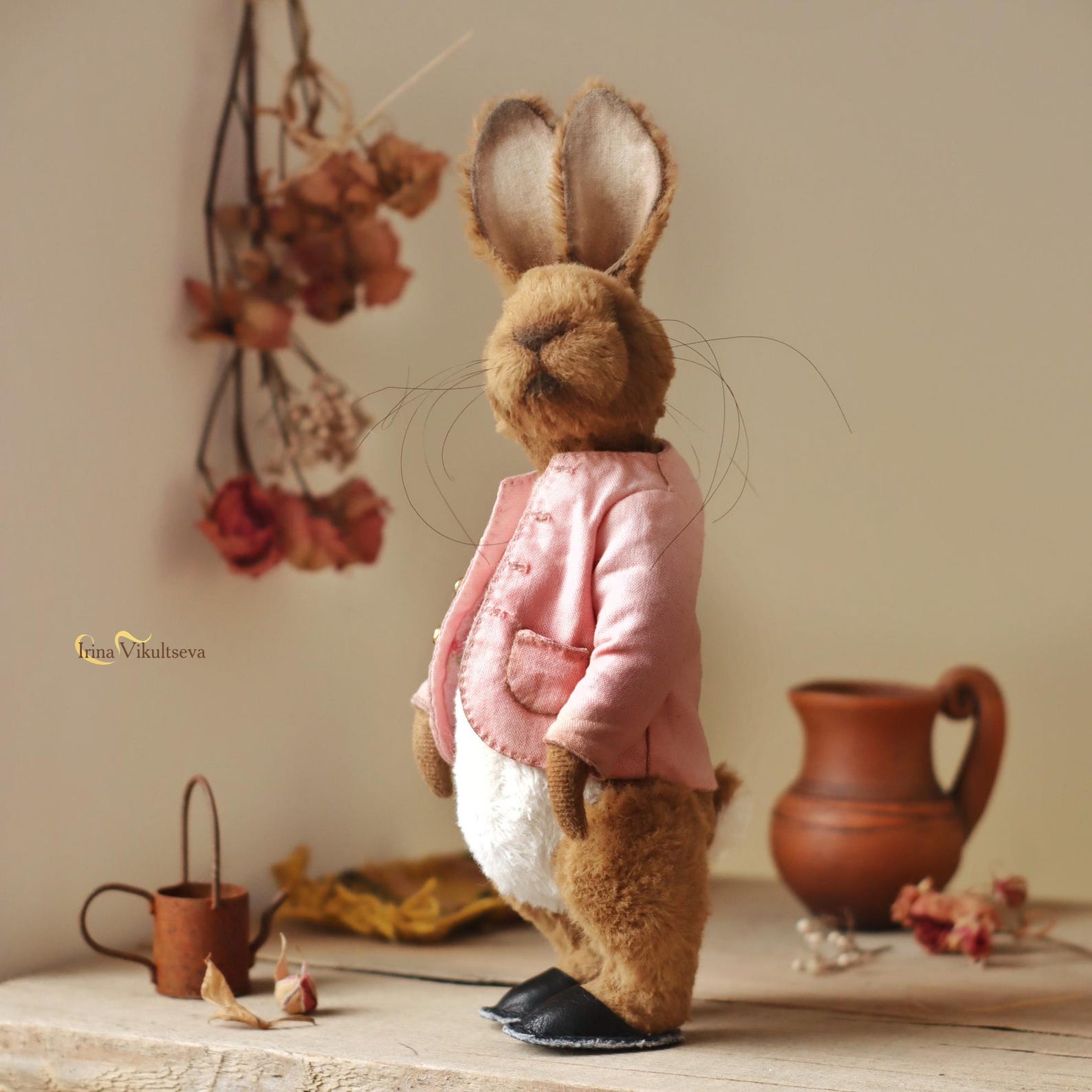 Peter Rabbit — Handmade Collectible Bunny in a Pink Jacket — Vintage ...