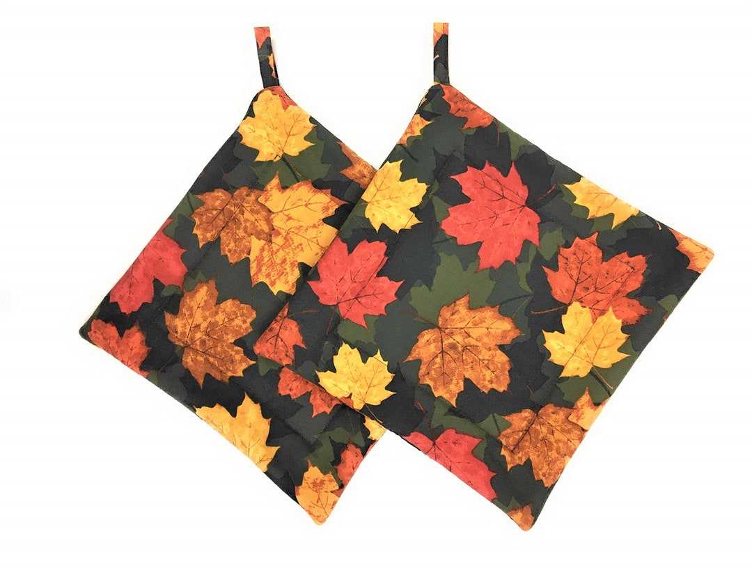 Fall Maple Leaf Hot Pot Holders - Set of 2 - Autumn Thanksgiving ...