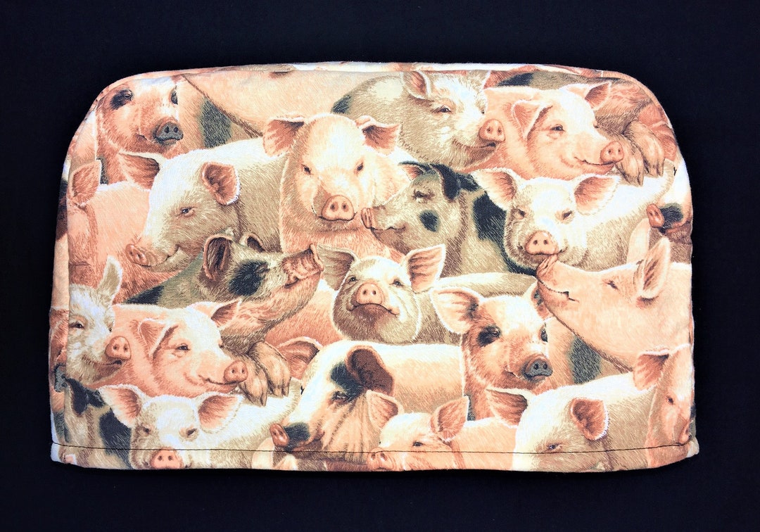 2 Slice Pigs Gift for Farmer Barnyard Brown Peach Pink Cream Reversible ...