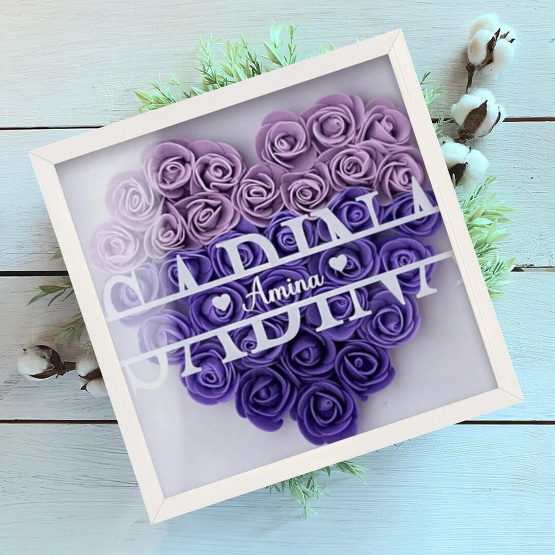 Mothers Day Gift,personalized Mom Flower Shadow Box,custom Rose Frame ...