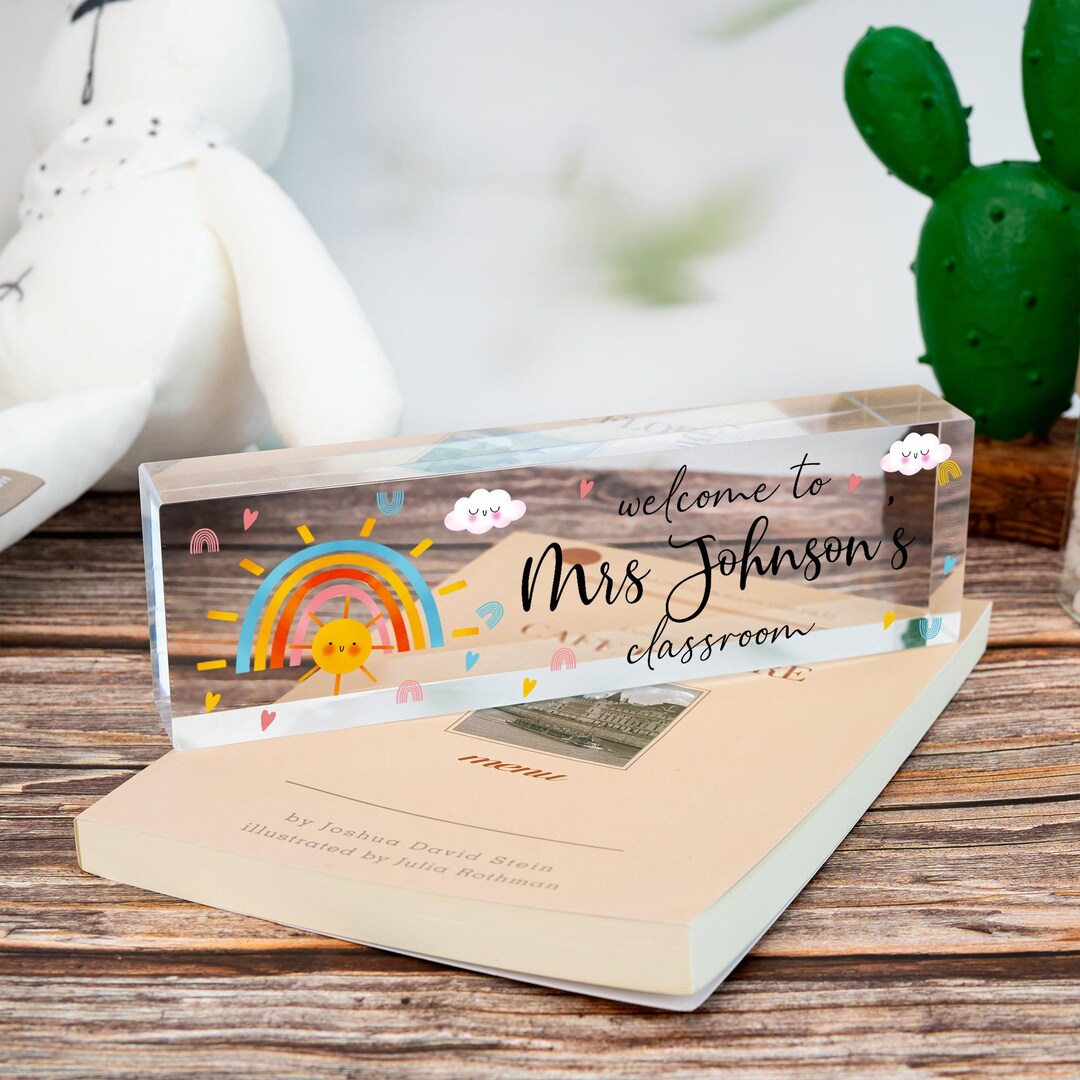 Teacher Desk Name Plate, Custom Teacher Desk Sign, Acrylic Block, Desk ...