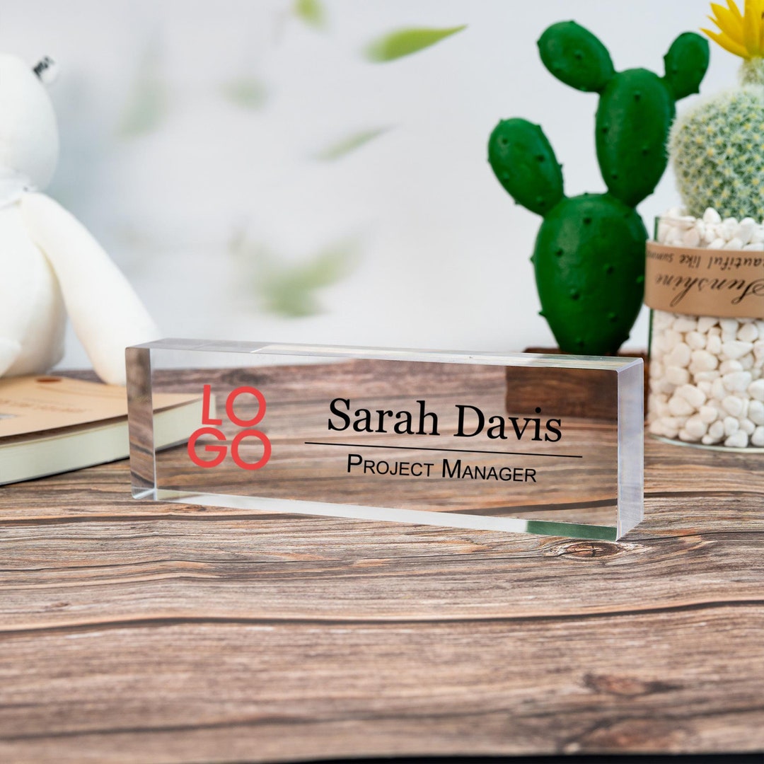 Desk Name Plate, Name Plate for Desk With Logo, Office Decor, Office ...