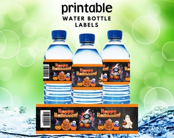Halloween Water Bottle Labels, Halloween Party, Water Bottle Template ...