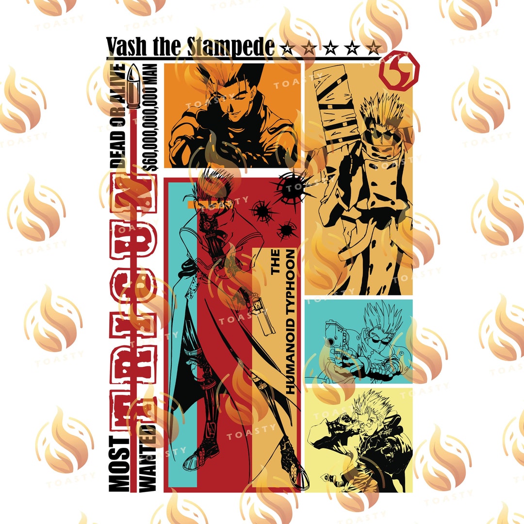 Trigun Inspired Shirt Design PNG ONLY, Vintage Vash the Stampede - Etsy