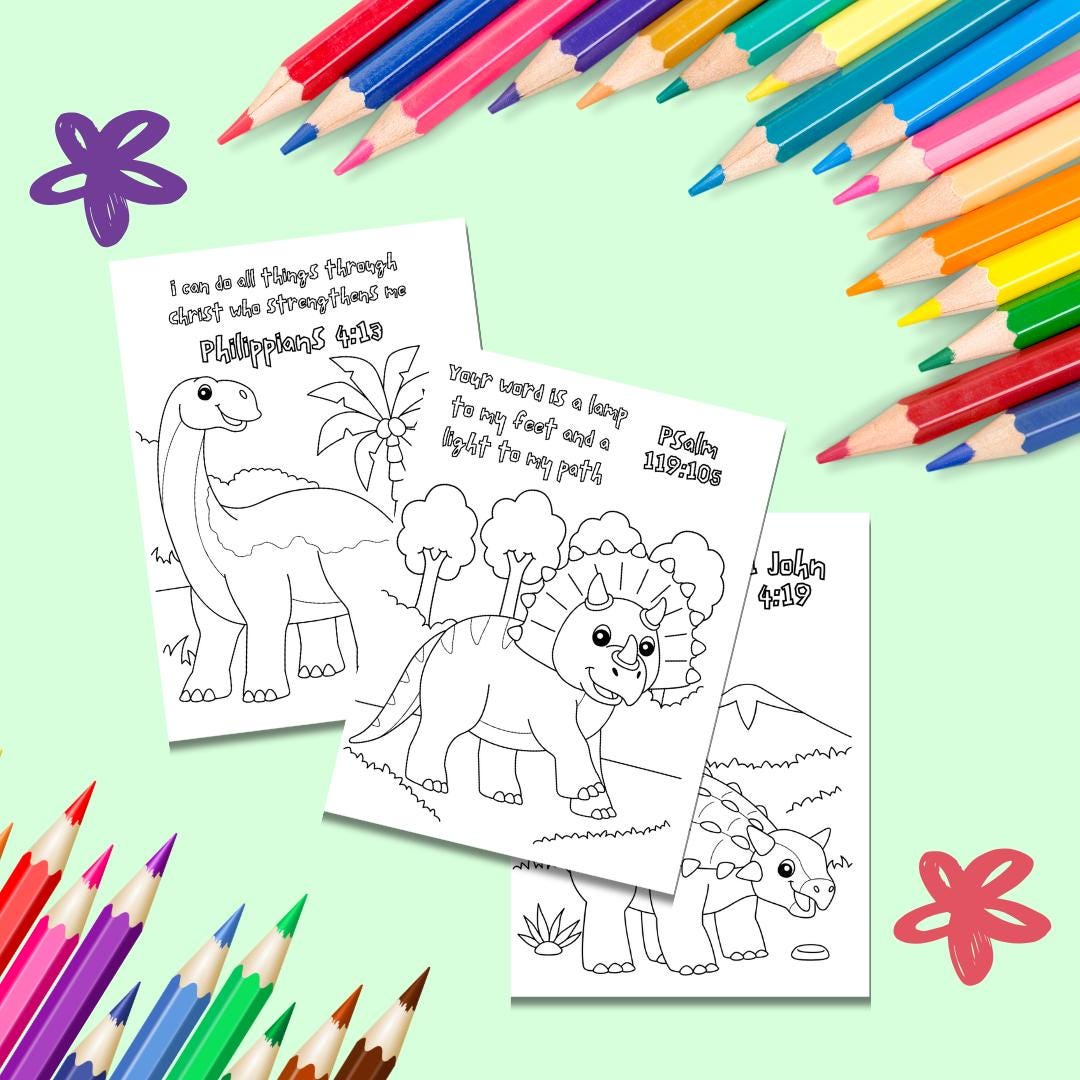 Coloring With Scripture - Dinosaurs - Etsy