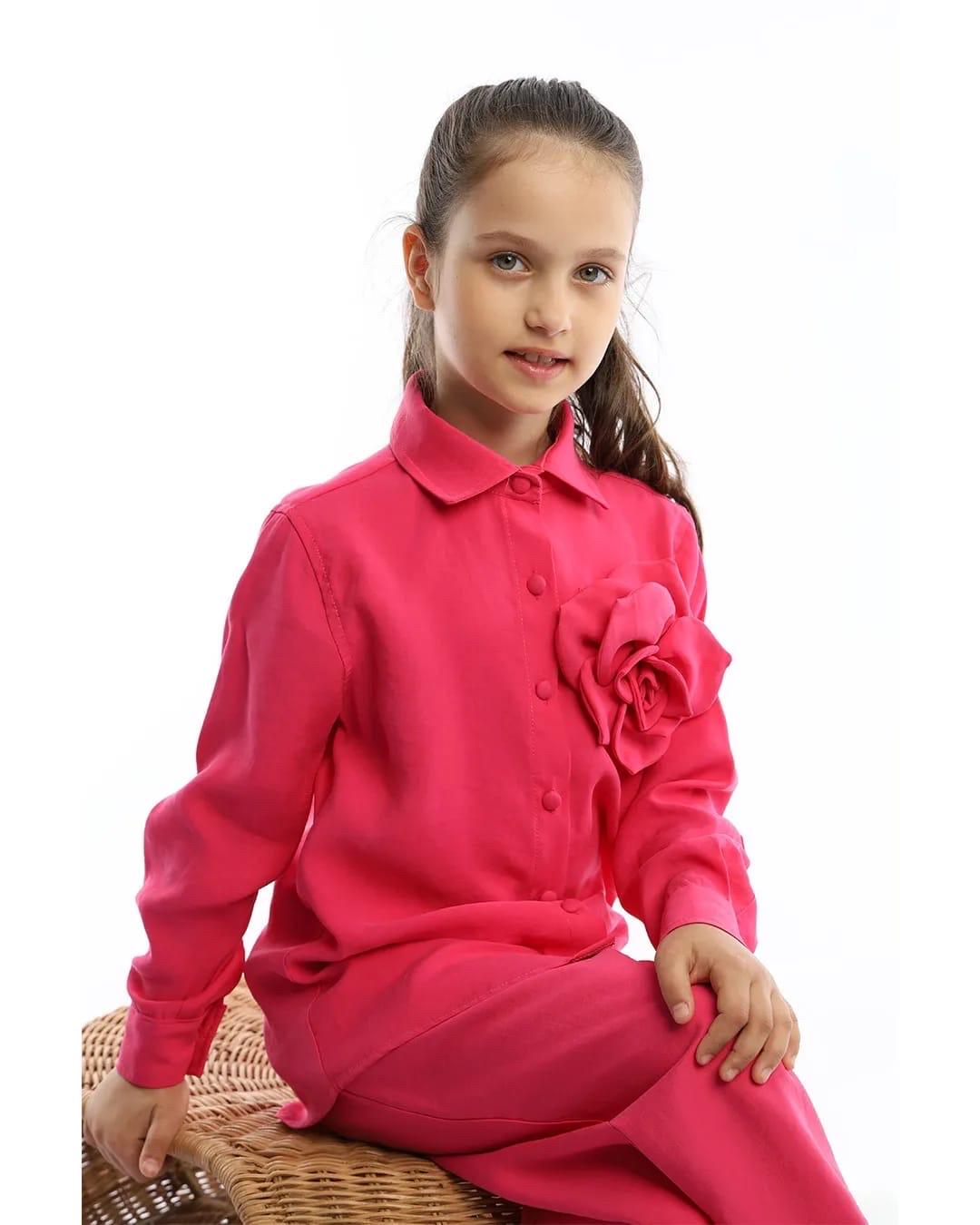 Girls Pantsuit, Girls Pantsuit With Handmade Rose Accessory, Girls ...
