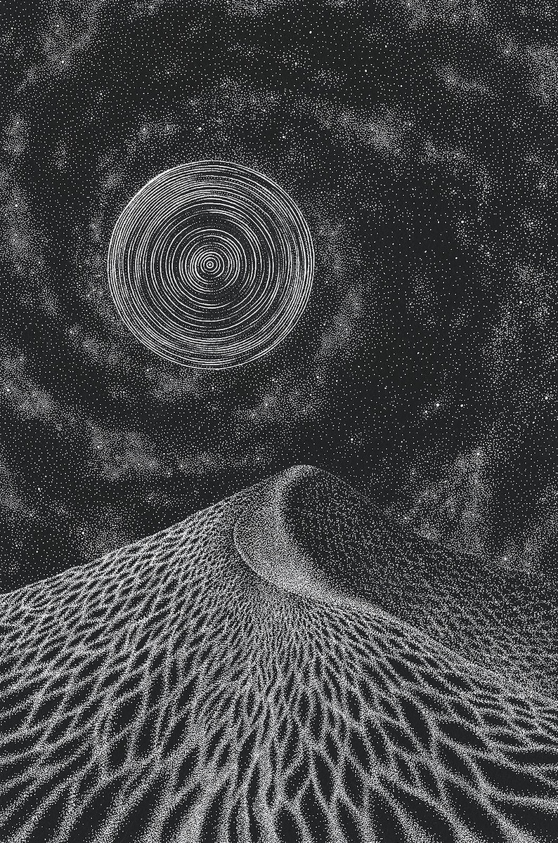 Dune, Art Print in A3, Stippling Drawing, Pointillism, Fantasy, Desert ...
