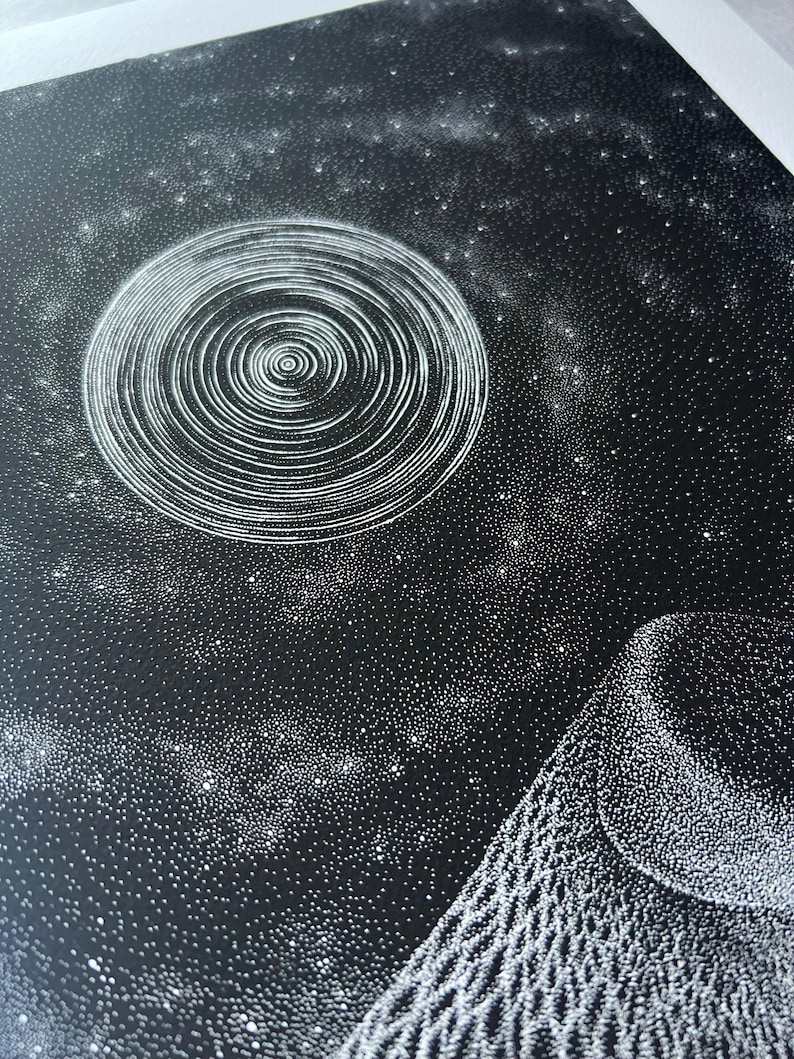Dune, Art Print in A3, Stippling Drawing, Pointillism, Fantasy, Desert ...