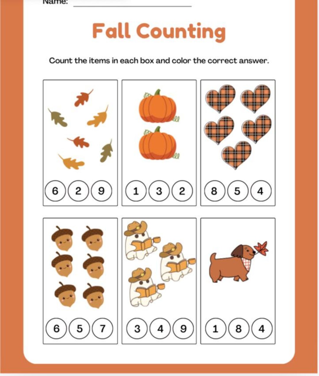 Fun, Fall Counting Printable for Elementary, Special Education, Severe ...