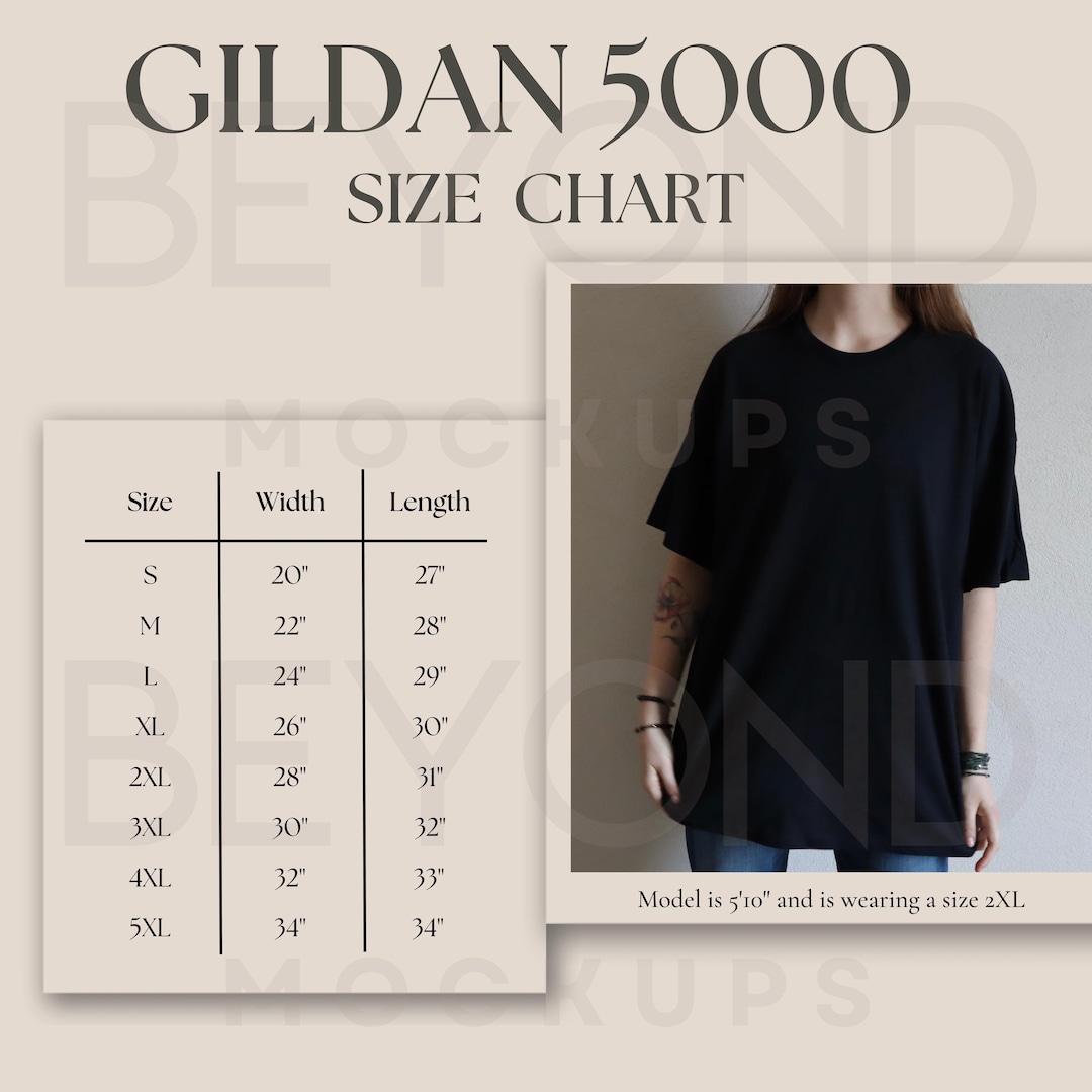 Gildan 5000 Size Chart, Unisex G5000 Size Chart, Gildan Sizing Guide ...