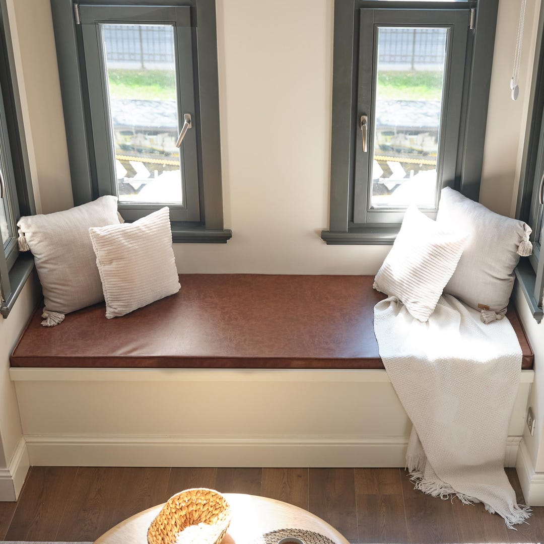 Custom Leather Bench Cushion Indoor, Tufted Leather Bench Cushion ...