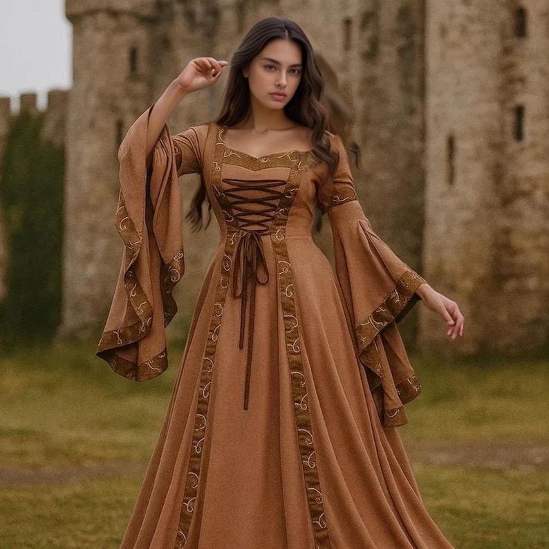 Renaissance Chic Medieval Long Dress – Gothic Gown Cosplay Outfit for ...