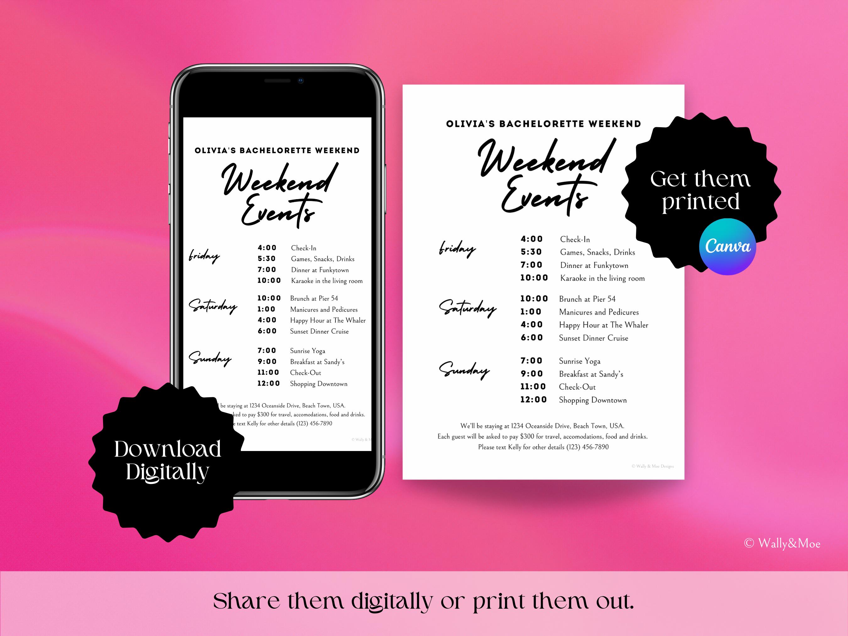 Bachelorette Party Games and Event Template Bundle | 100% Editable ...
