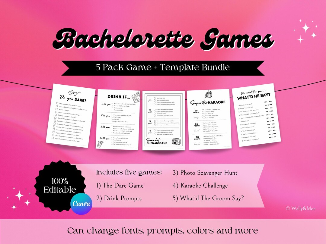 Bachelorette Party Game and Template Bundle | Instant Downloadable ...