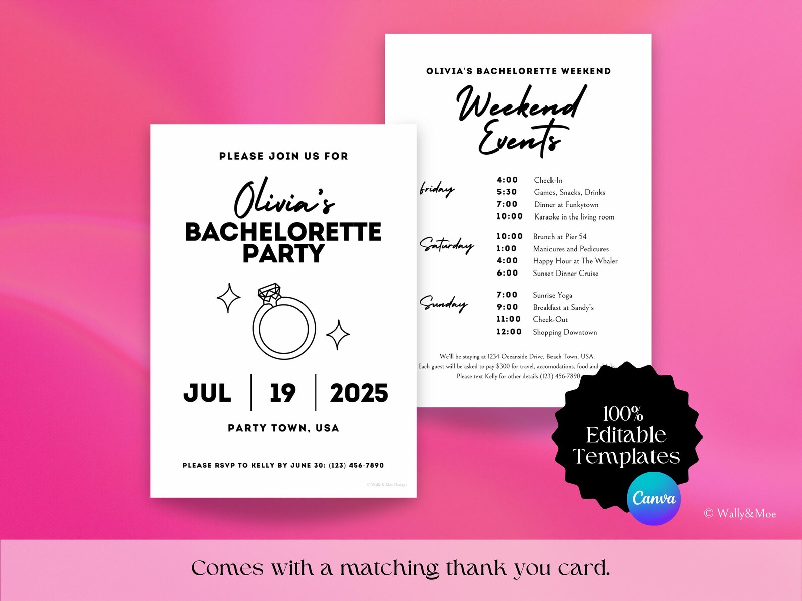 Bachelorette Party Games and Event Template Bundle | 100% Editable ...