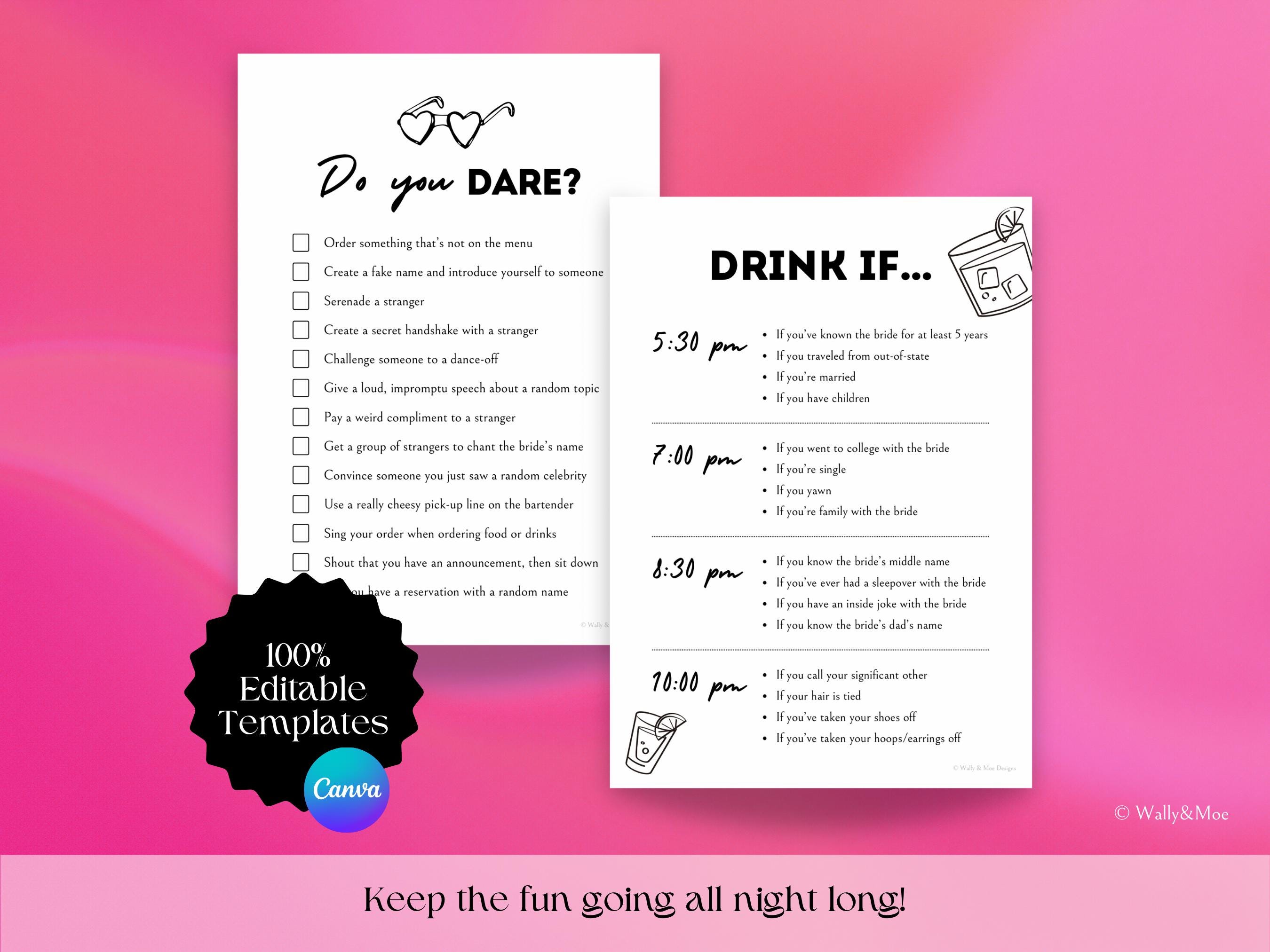 Bachelorette Party Games and Event Template Bundle | 100% Editable ...