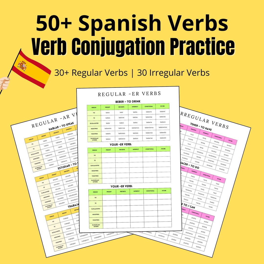 Práctica de conjugación de verbos en español / Tablas de verbos en ...