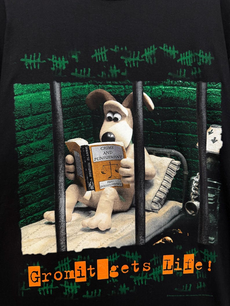 Vintage 80s Wallace & Gromit 1989 T Shirt Size L Gromit Gets Life ...