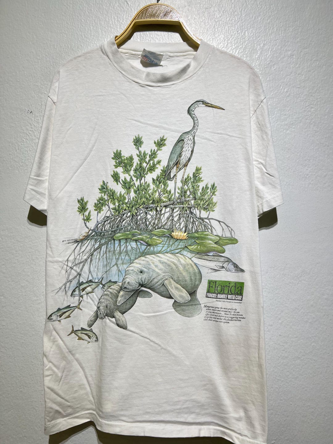 Vintage 90s Florida Mangrove Manatee Wildlife Educational T-shirt Size ...