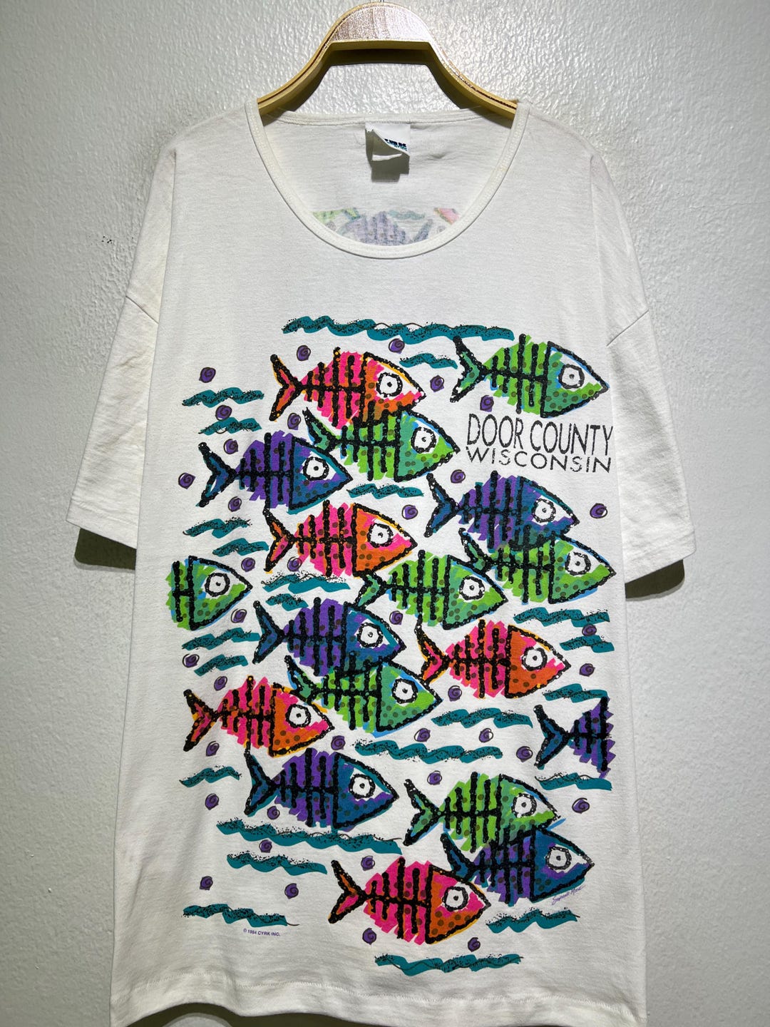 Vintage 90s Door County Wisconsin Fish Colorful Abstract Aquatic Ocean ...