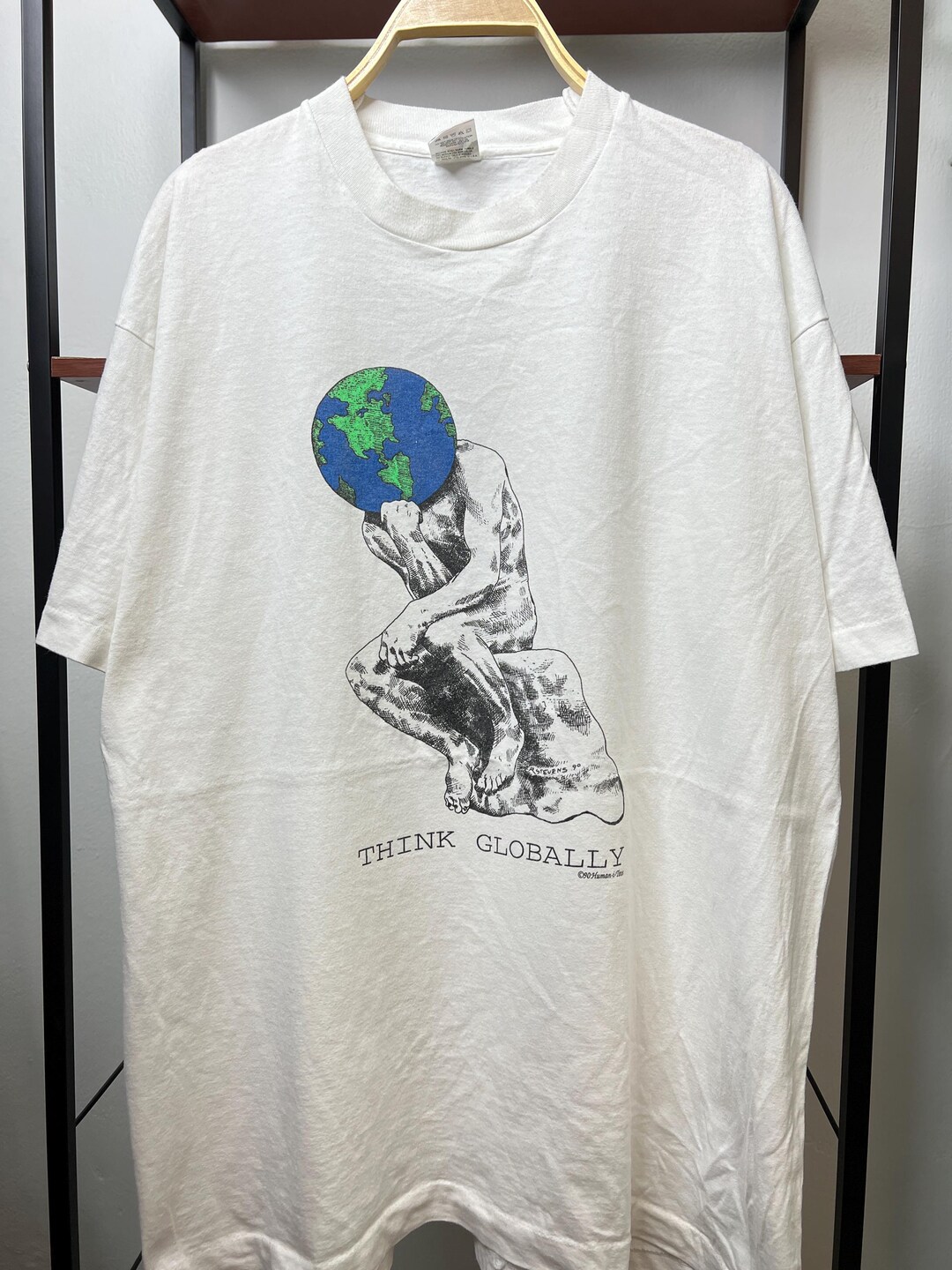 Vintage 90s Human I Tees think Globally 1990 T Shirt Size XL - Etsy