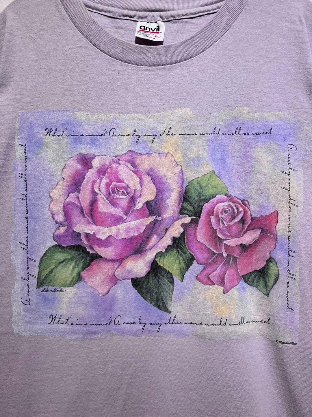 Vintage 1990s Human I Tees Rose Quote Shakespeare Floral Nature Slogan ...
