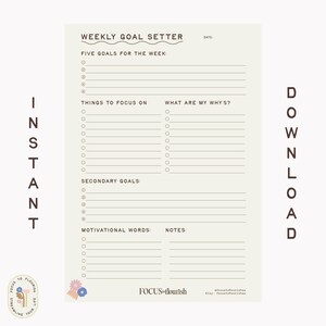 Weekly Goal Planner Printable, Weekly Printable Planner Template ...