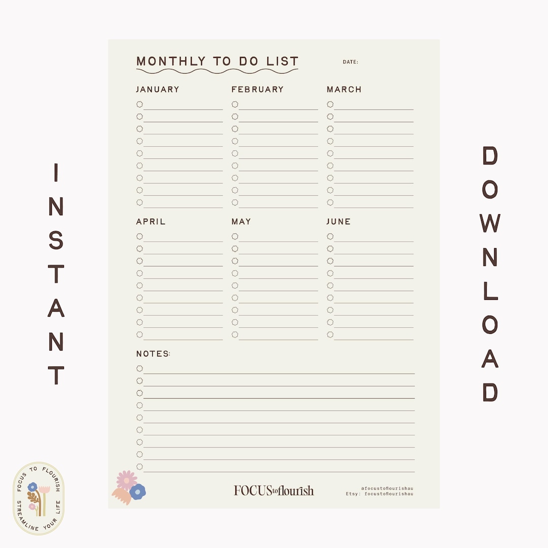 Monthly to Do List Printable, Monthly Printable Planner Template ...
