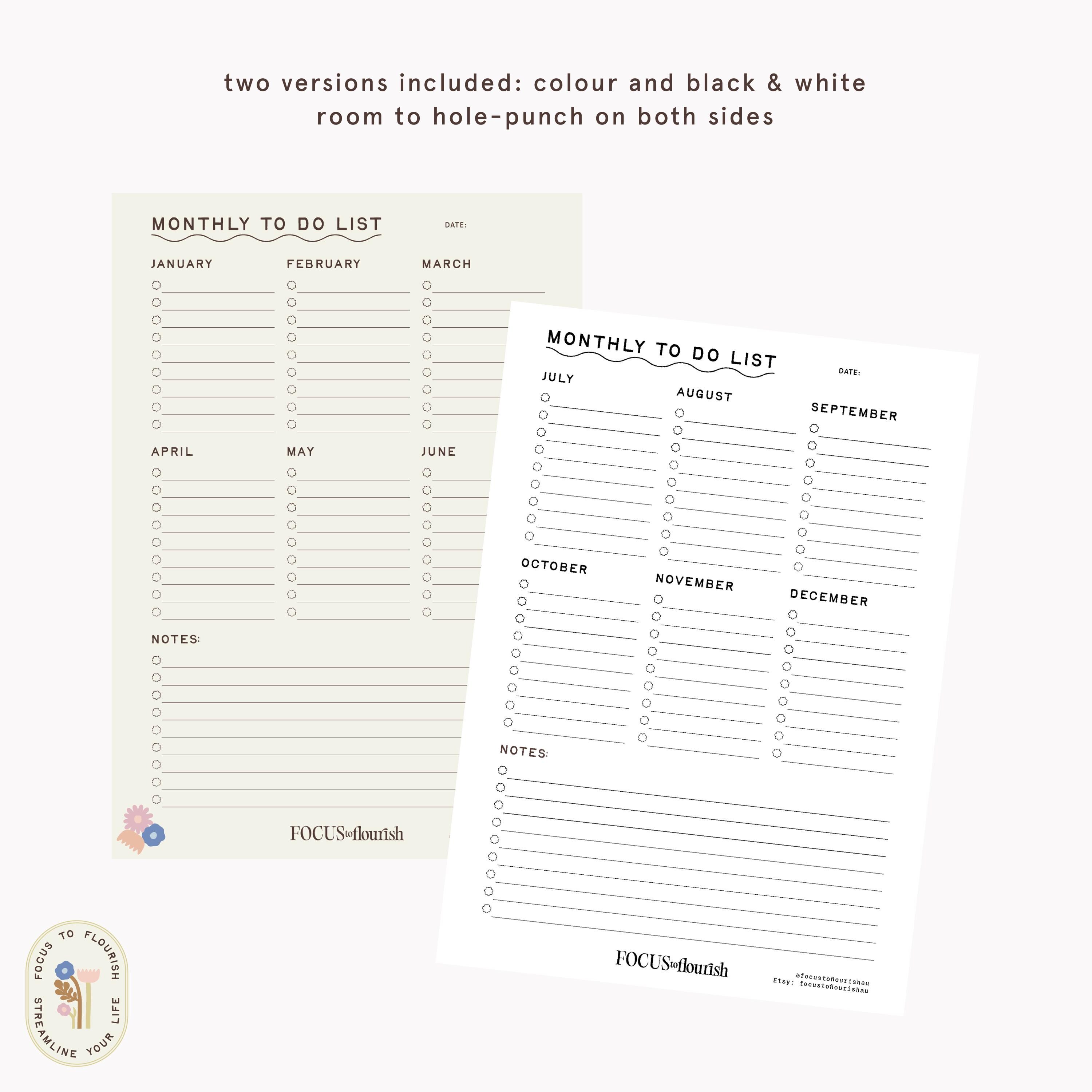 Monthly to Do List Printable, Monthly Printable Planner Template ...
