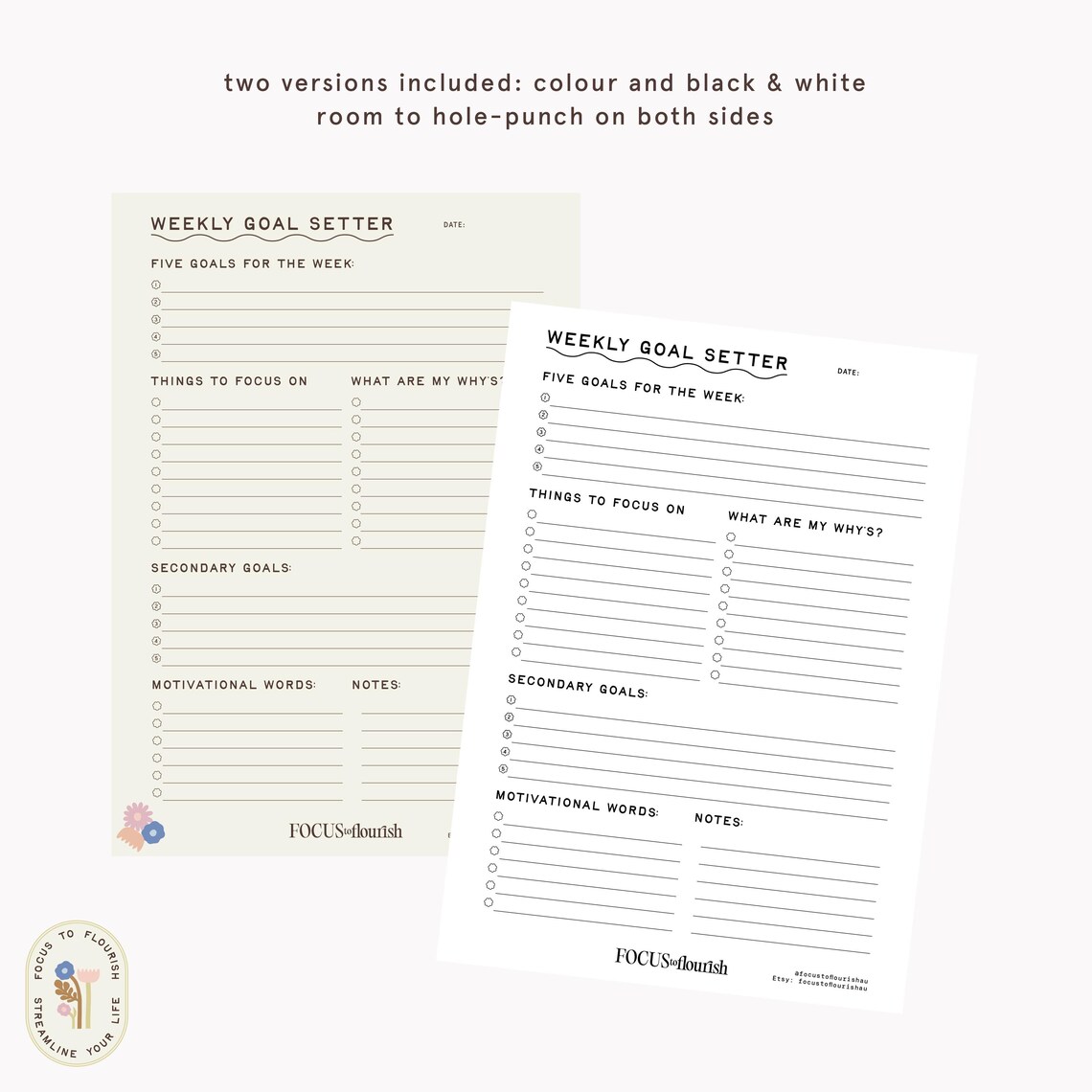 Weekly Goal Planner Printable, Weekly Printable Planner Template ...