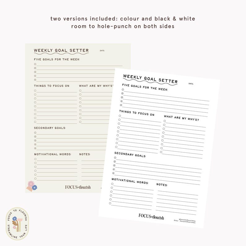 Weekly Goal Planner Printable, Weekly Printable Planner Template ...