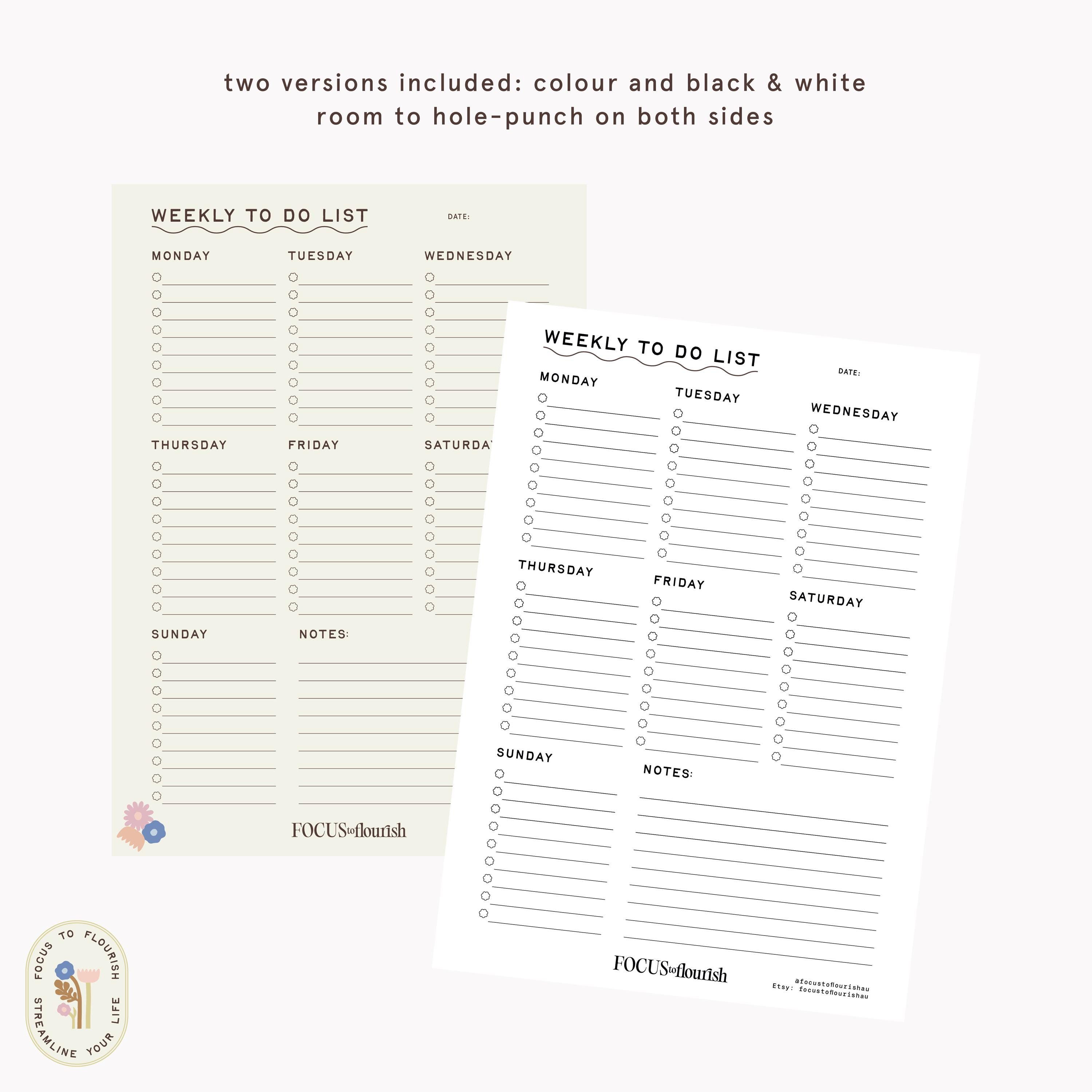 Weekly to Do List Printable, Weekly Printable Planner Template, Minimal ...