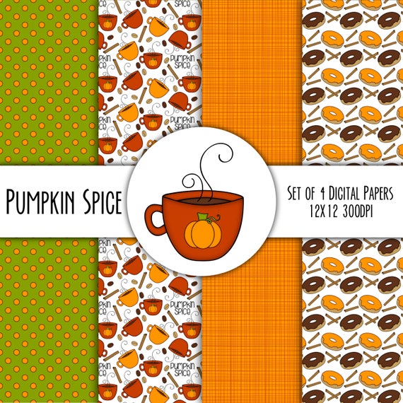 Pumpkin Spice Hand Drawn Digital Paper Mini Pack Set of 4 | Etsy
